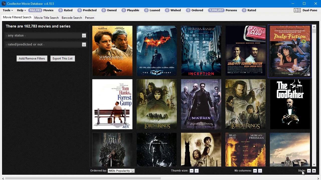 Coollector Movie Database - Adjustable Layout