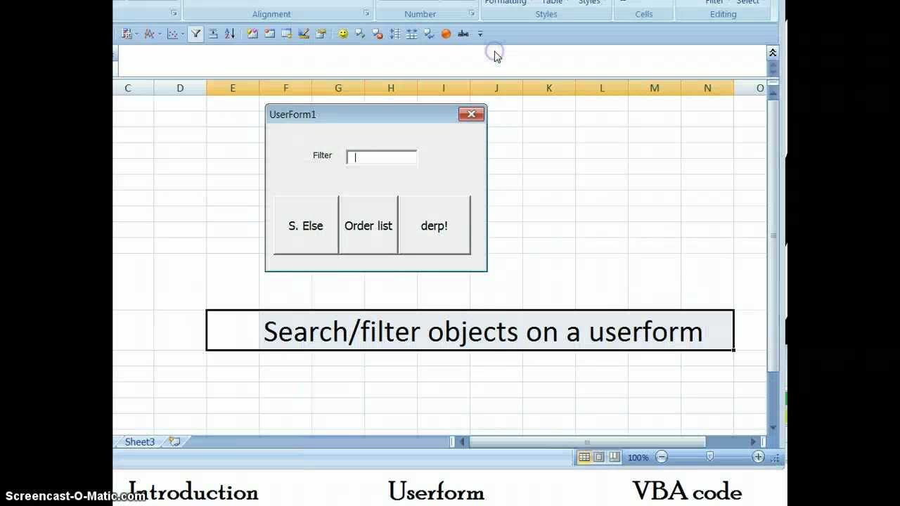 Excel VBA Tutorial - Filter controls on a userform