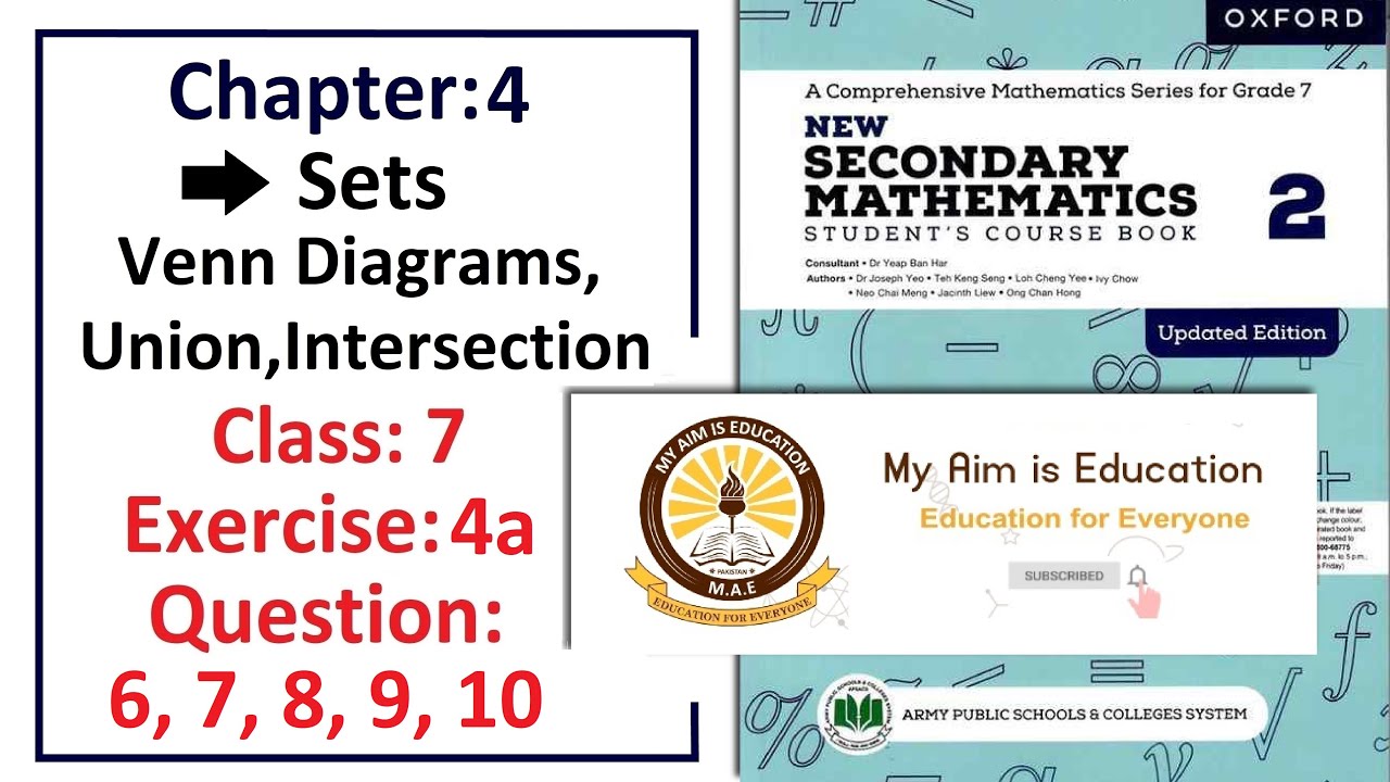 Exercise 4a Question  6, 7, 8, 9, and 10  – Complete solution (Sets) – APS Math Class 7.