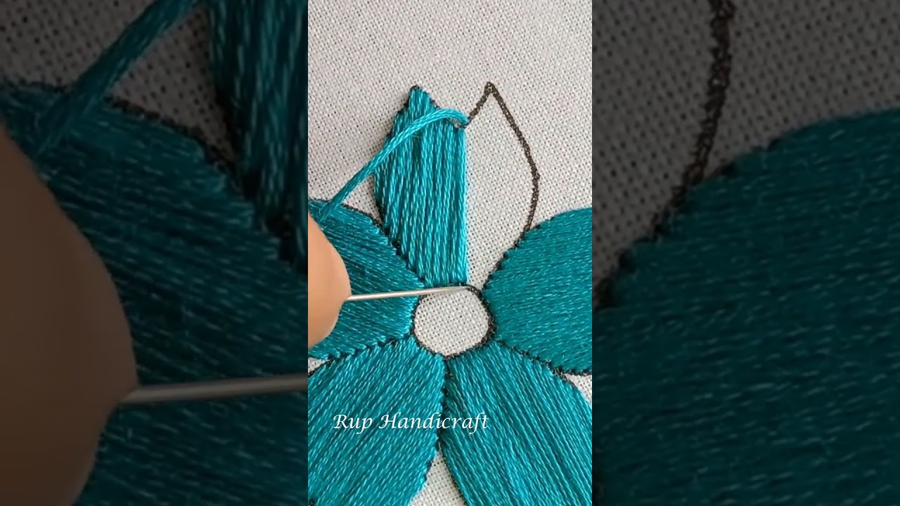 HAND EMBROIDERY Satin Stitch Flower Embroidery Tutorial Flowervideo #youtube #shorts reels