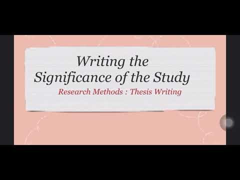Rationale of the Study : Writing the significance or rationale of the study with minimal revisions