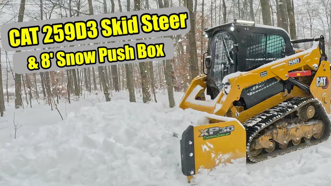 Snow Removal 2026 | First Snow of the Year! Testing the NEW CAT 259D3 Skid Steer with 8’ Push Box ❄️