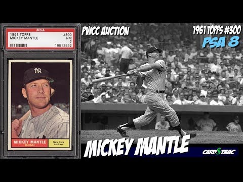 1961 Mickey Mantle Topps #300 card for sale; graded PSA 8. PWCC Auctions