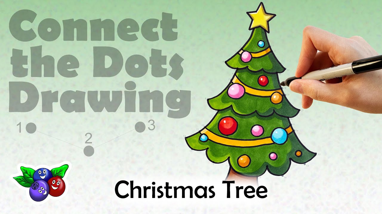 How to Draw Dot to Dot - CHRISTMAS TREE- Connect the dots Drawing - Beginner Drawing Step By Step