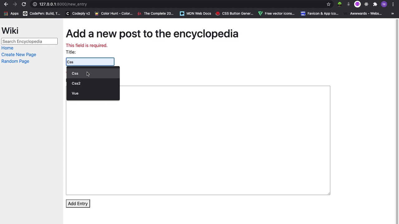 CS50x 2020 Web Programming Python & JS Project 1 Wiki