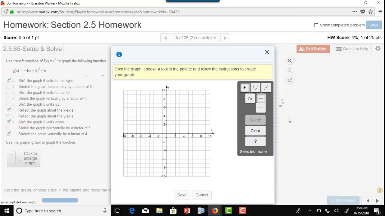Graphing in MyMathLab