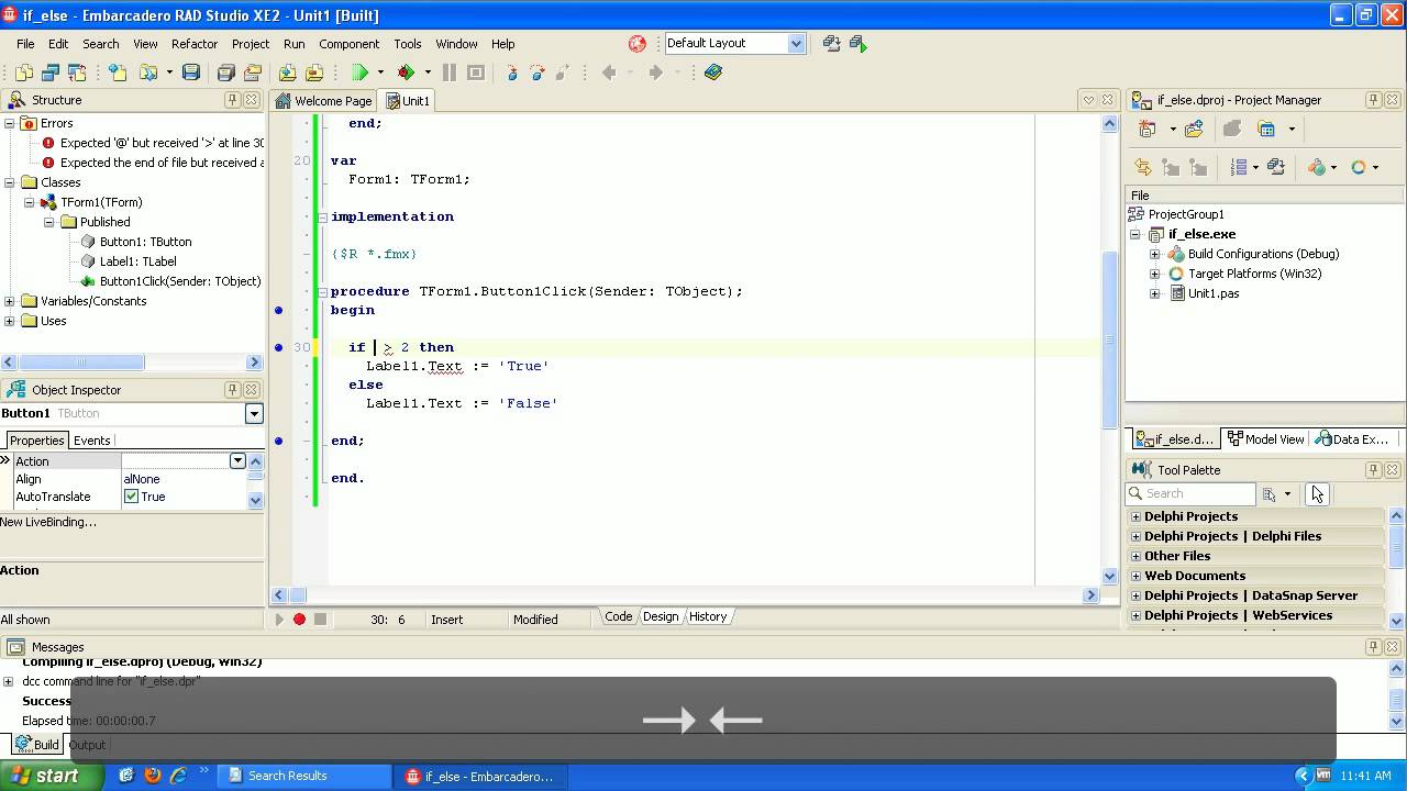 Learning to Program Delphi Tutorial If then else