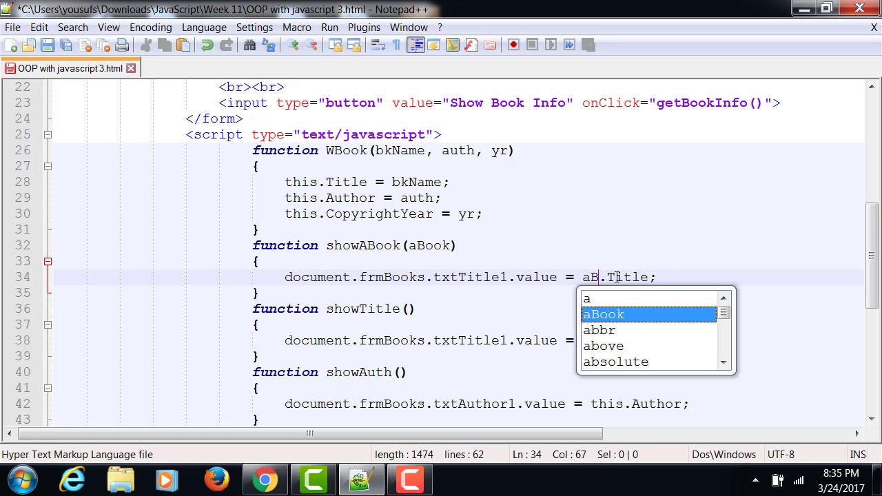 JavaScript - Object Oriented Programming - Passing Object as a Parameter