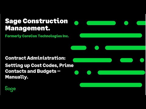 Setting Up Cost Codes, Prime Contract and Budgets Manually