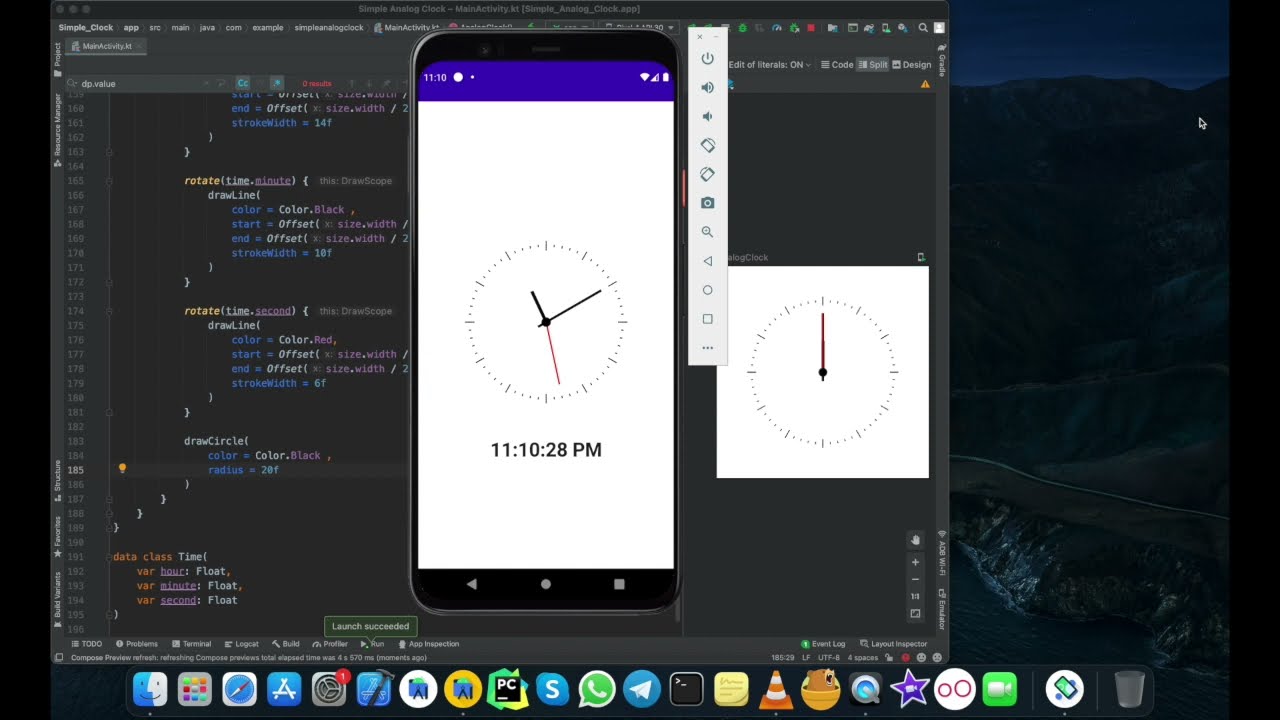 A simple analog clock developed by jetpack compose