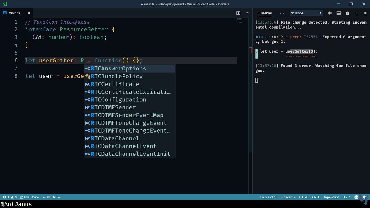 TypeScript Function Interfaces