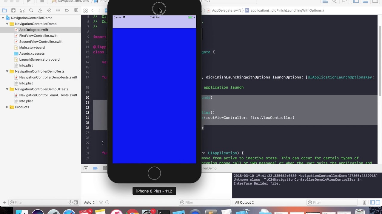 iOS Beginner: NavigationController Using code (Swift 4 + XCode 9)