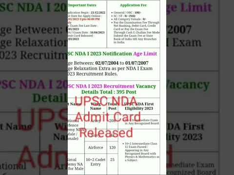 UPSC NDA Admit card Out #admitcard