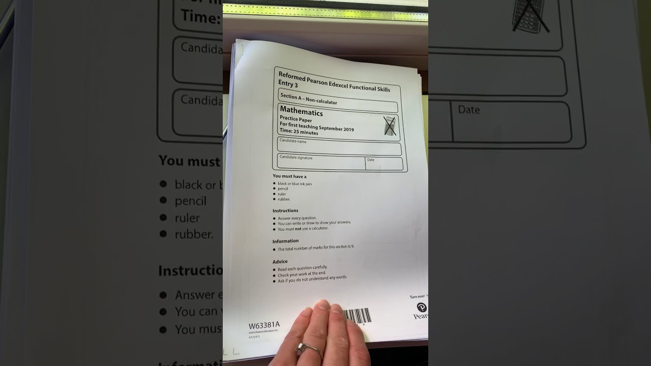Walk-through of Sample paper A Entry 3 Maths Functional Skills