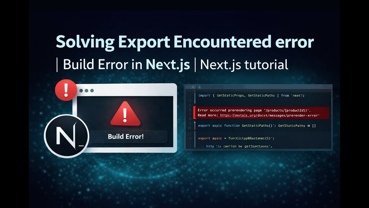 Solving Export Encountered error | Build Error in Nextjs | Nextjs tutorial