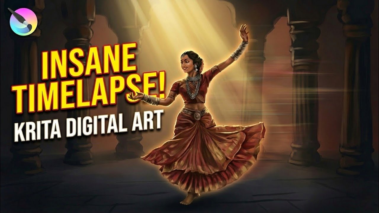 Krita Digital Painting Timelapse | Indian Classical Dance Artwork