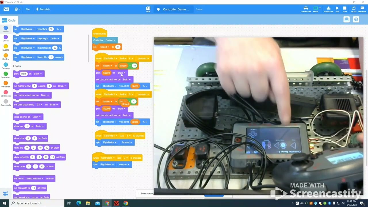 VEX V5 Controller Setup and Variable Programming
