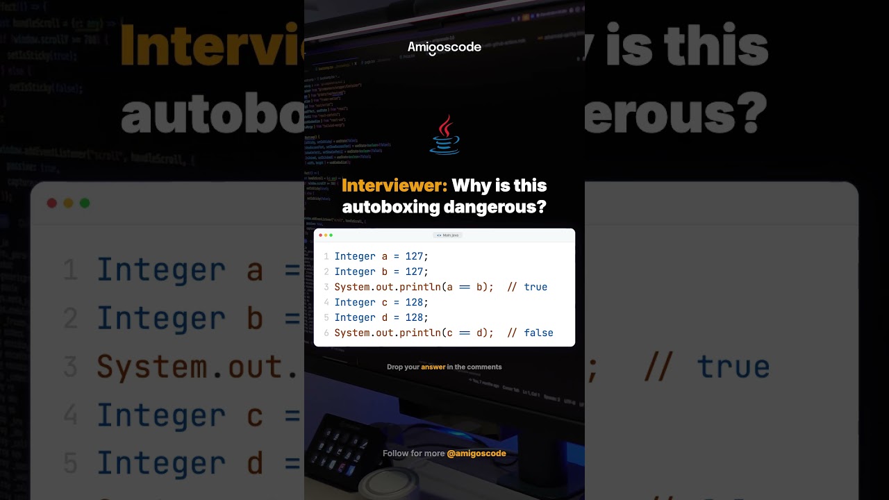 Java's Integer cache will fool you #java #codinginterview #programming