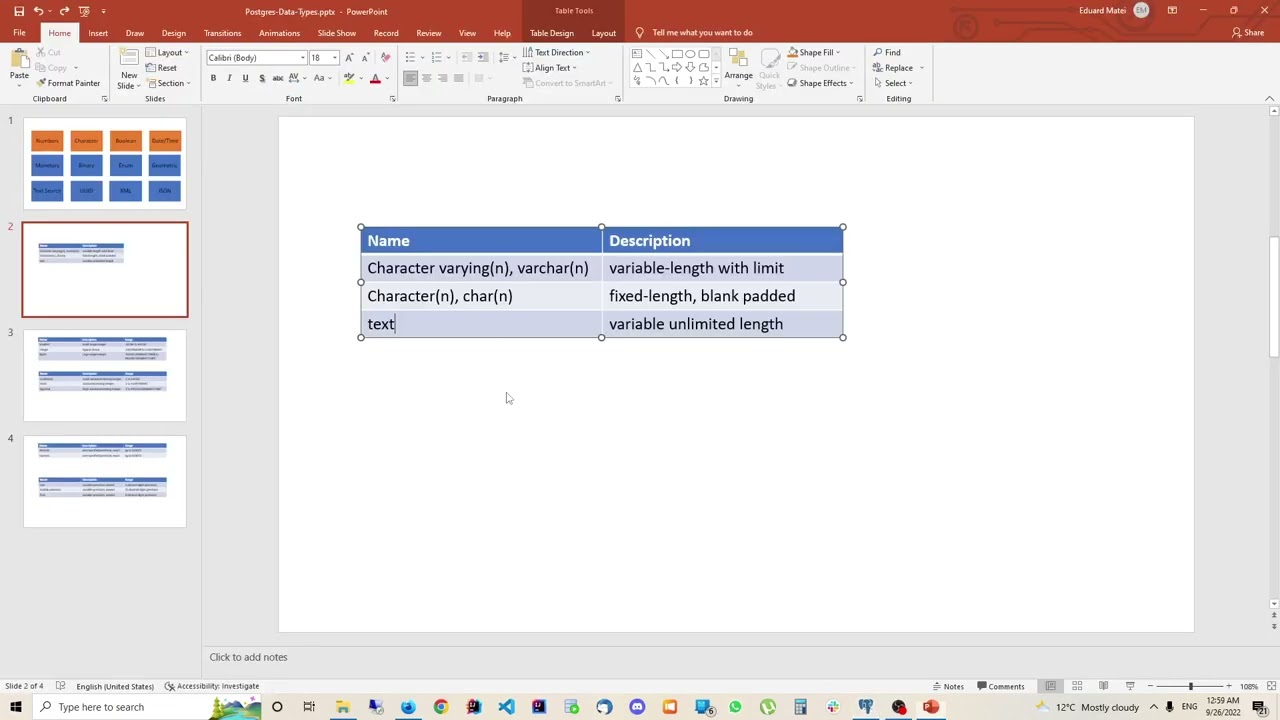 POSTGRESQL Tutorial for beginners - Character data types