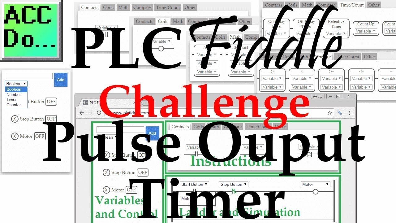 PLC Fiddle Pulse Output Timer Challenge Solution - Two Timer Method