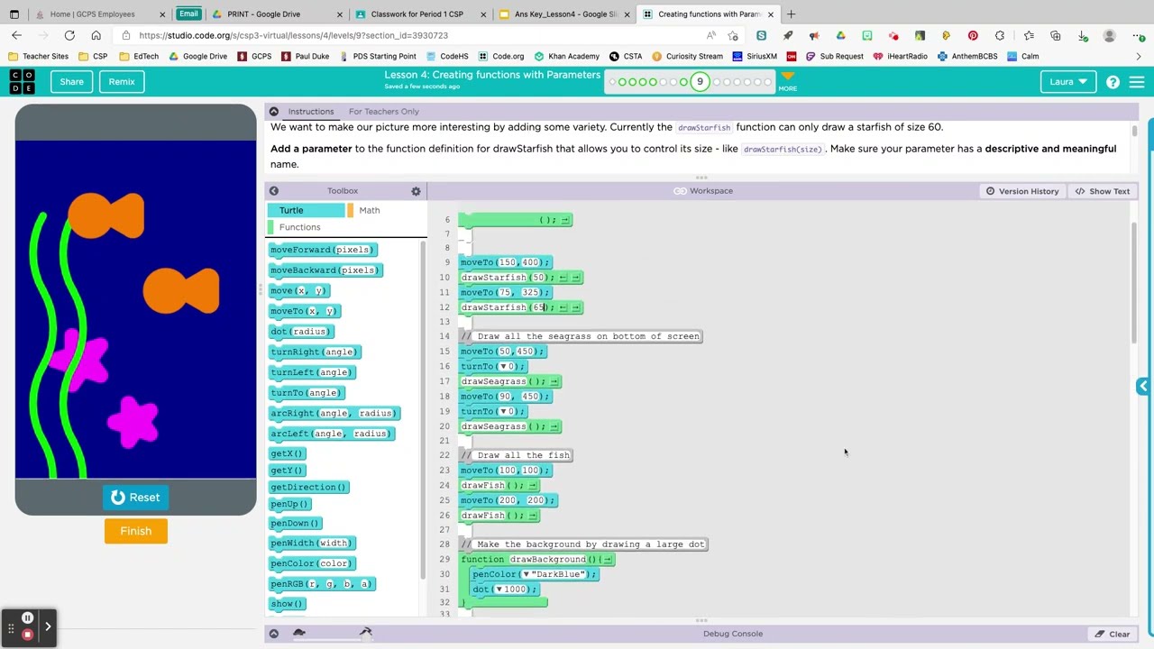 Code.org Turtle Programming 4.9 Tutorial
