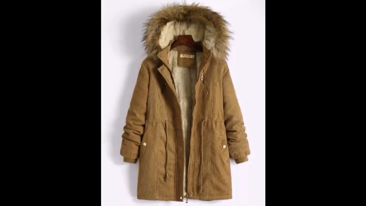Abrigo De Pana Con Capucha Y Diseño De Cremallera Con Capucha De Piel Sintética Esponjosa