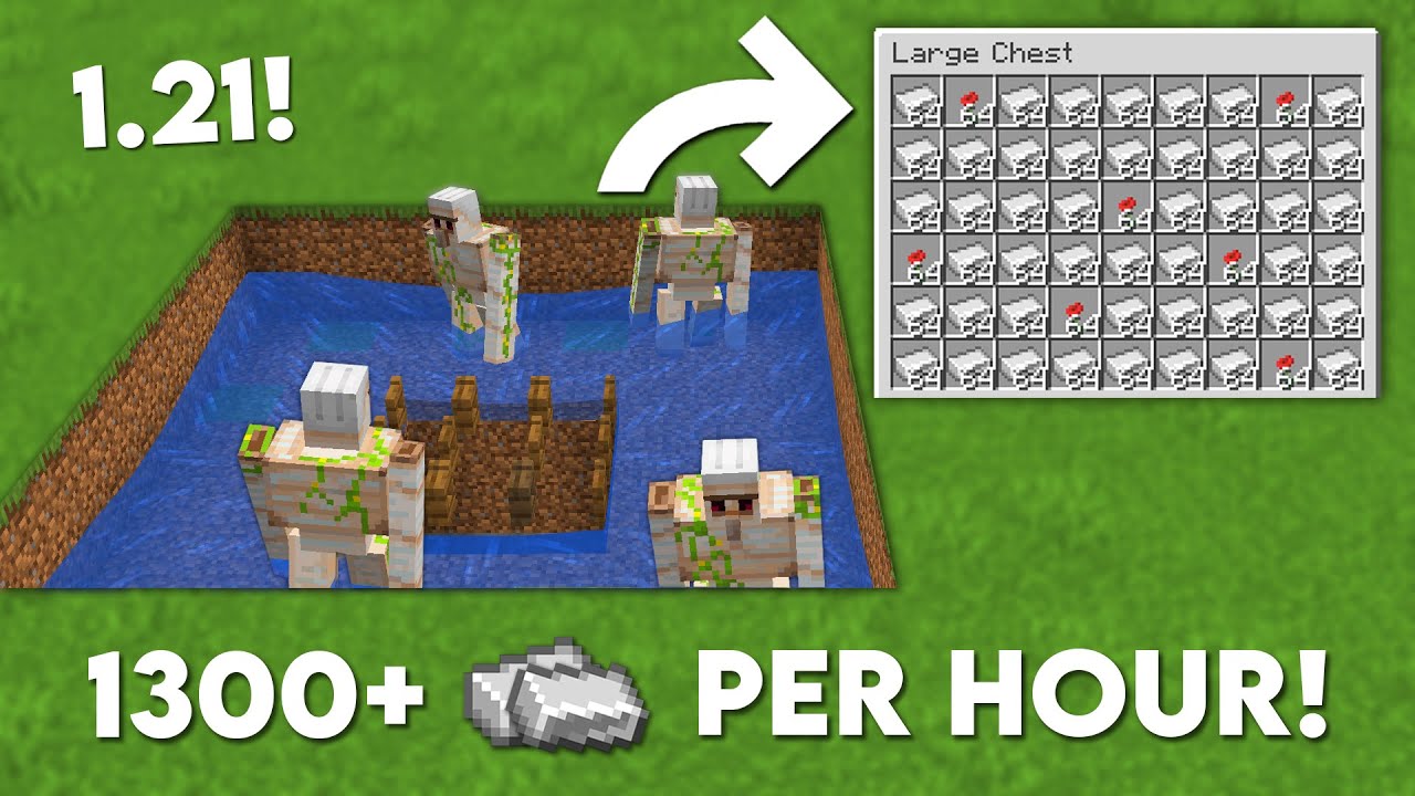 Minecraft 1.20+ Easy IRON Farm Tutorial - 1300+ Per Hour! - Minecraft Builders