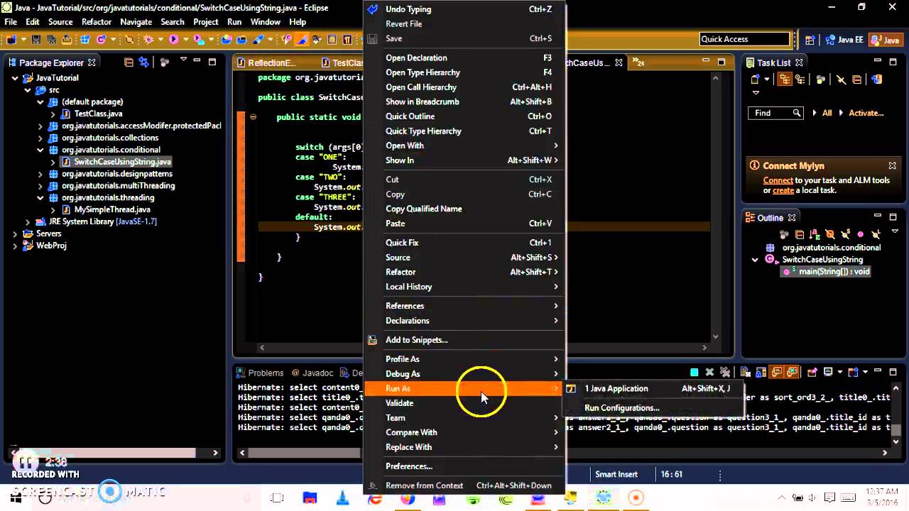 java switch case using string example