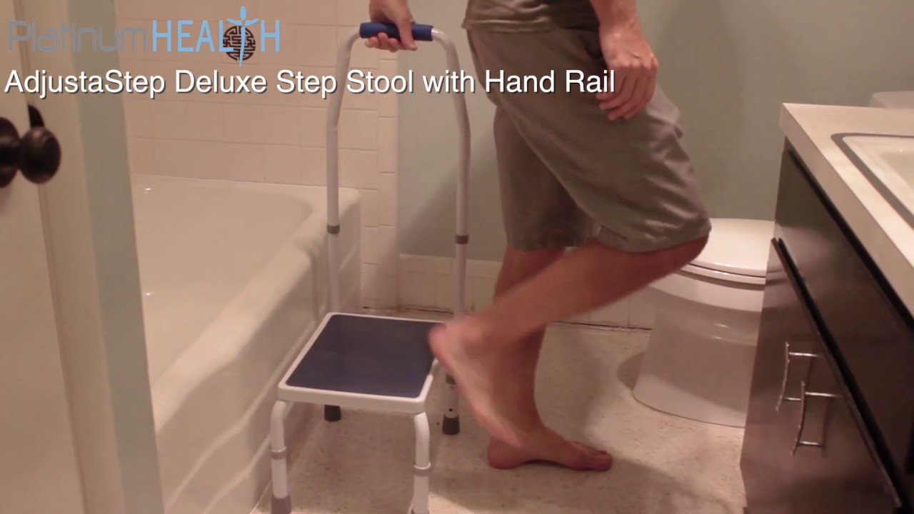Height Adjustable - Adjustastep Deluxe Step Stool with Hand Rail