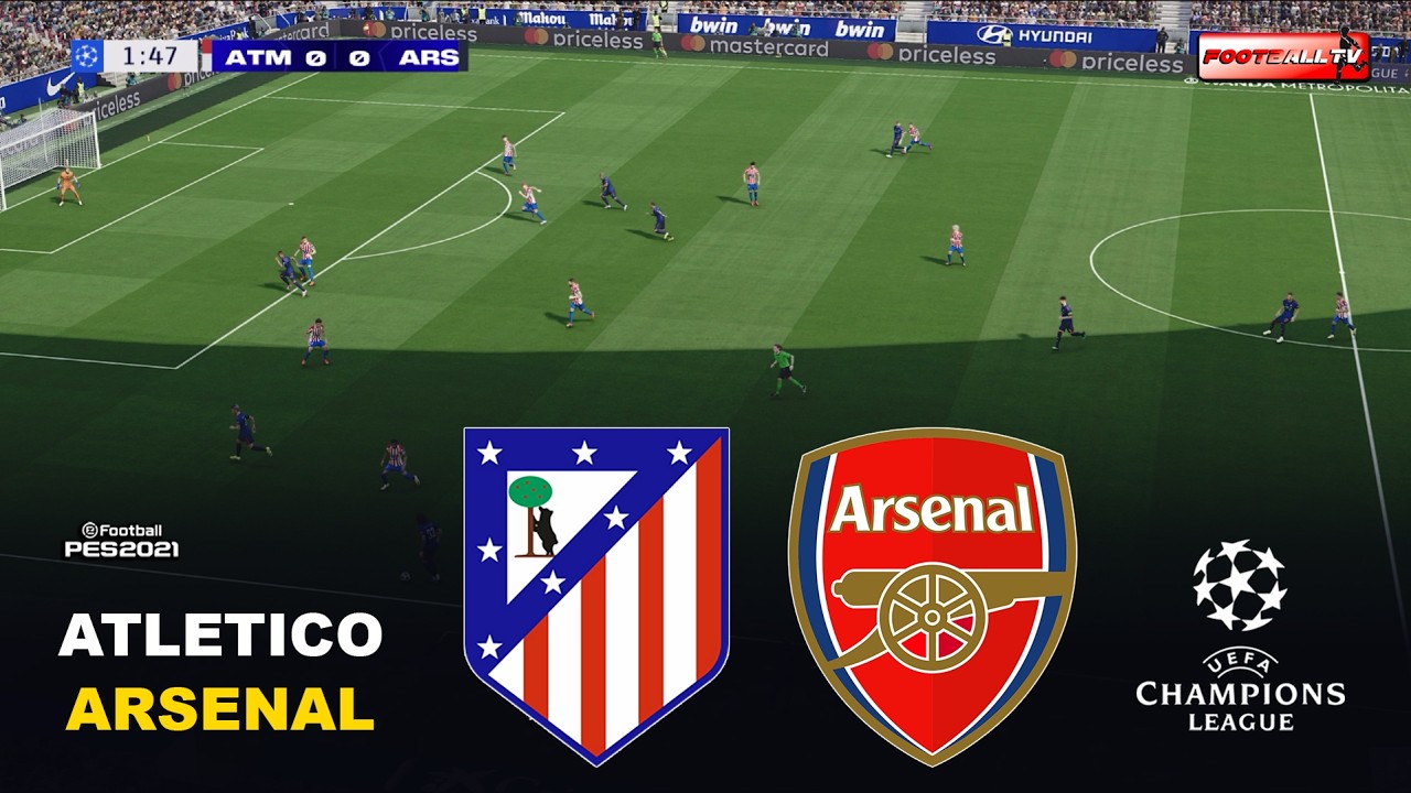 🔴Atletico Madrid vs Arsenal Live - UEFA Champions League 2026 | eFootbal Pes 21 Game Simulation