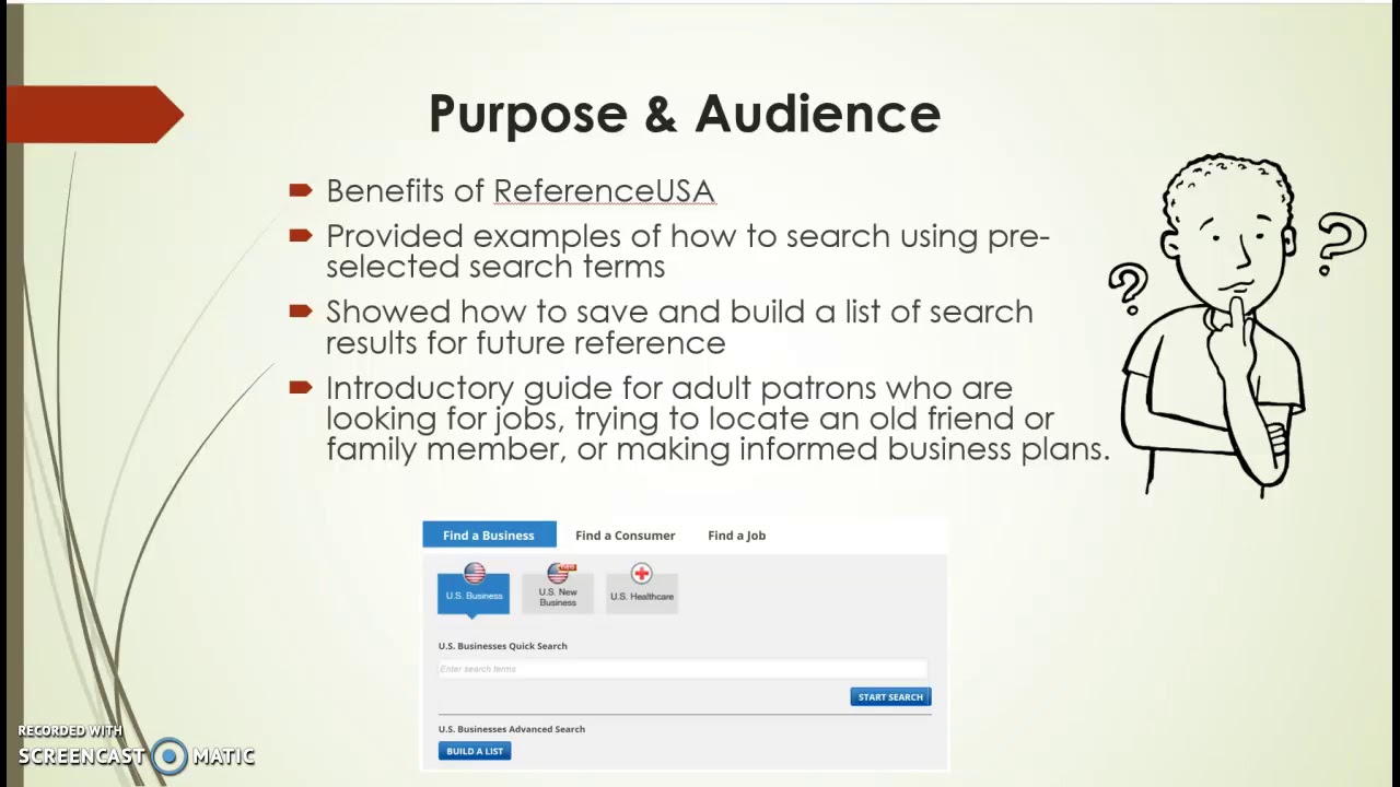 INFO 244: Online Searching - ReferenceUSA Database Video Tutorial