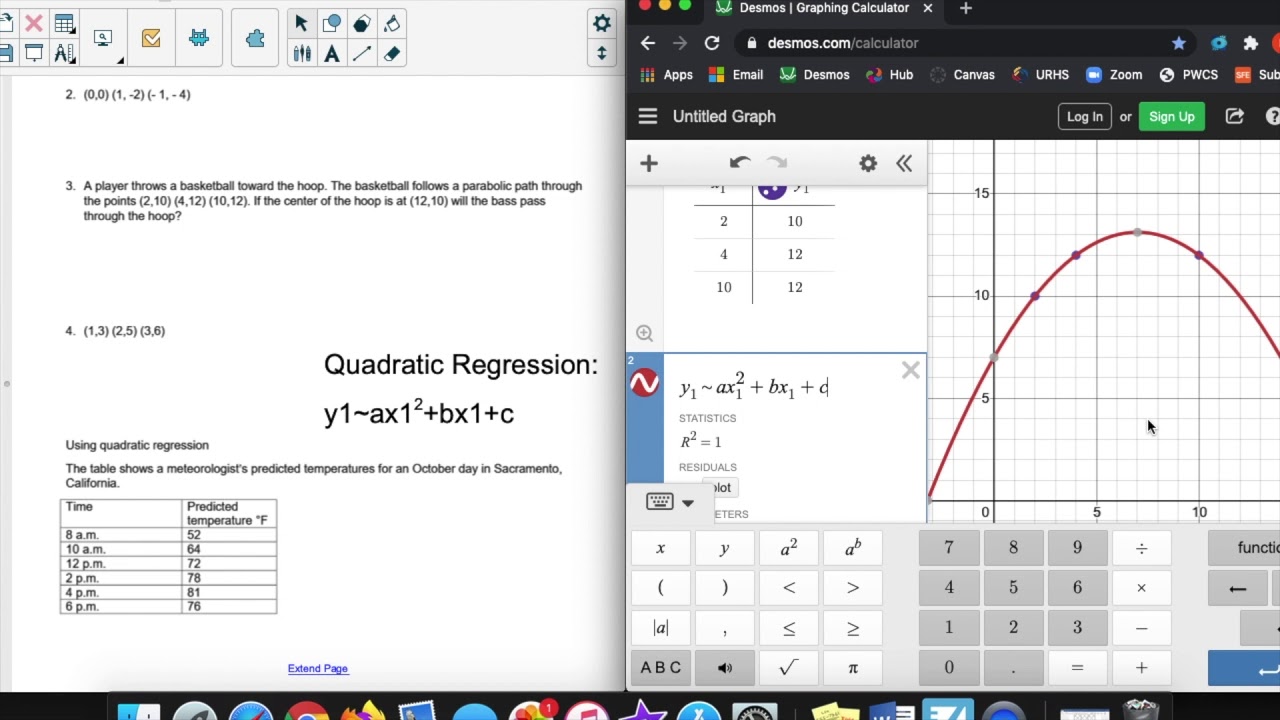Alg 2 Unit 3 - Quadratic Regression (Curve of Best Fit)