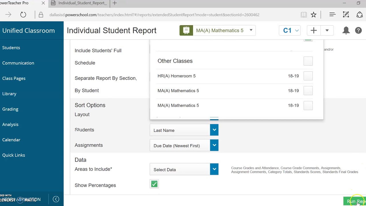 Powerschool Unified Classroom- Progress Reports