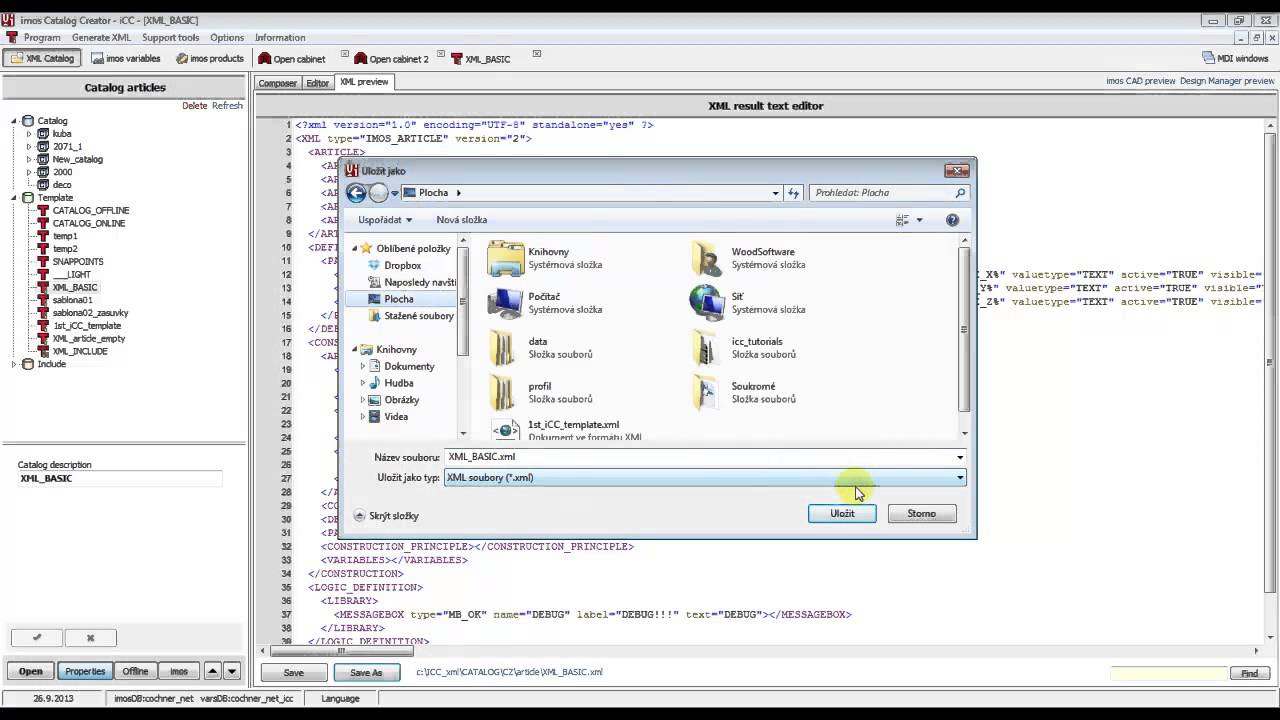 imos NET catalog creator iCC_006 Copying xml structure, using a template of xml article