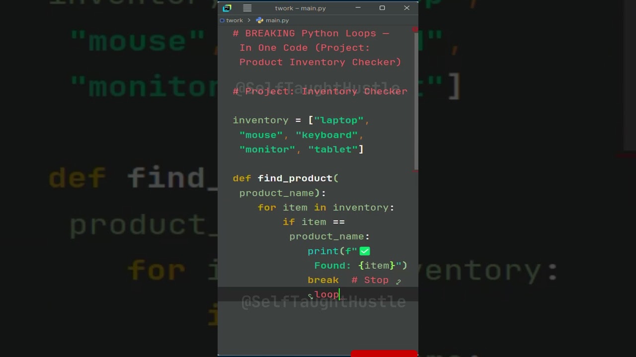 BREAKING Python Loops — In One Code Project Product Inventory Checker #coding #code #programming