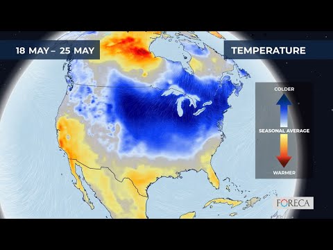Monthly temperature forecast for the USA 5/19/2025