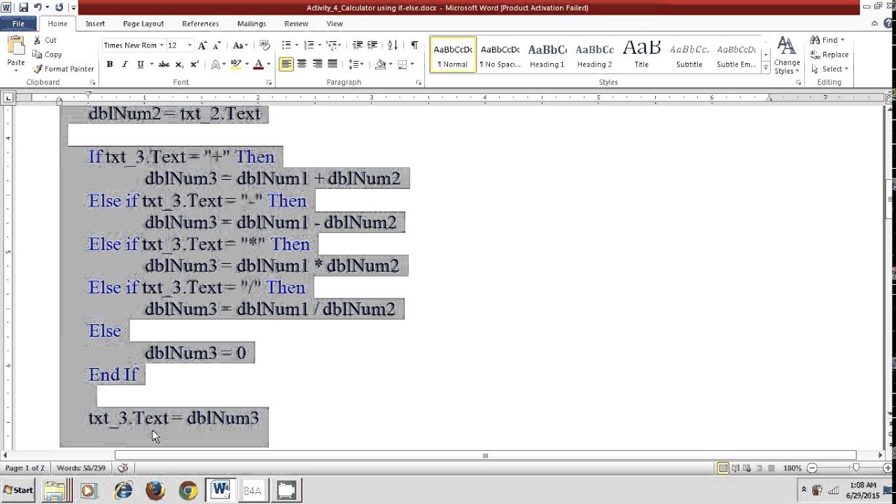 B4A - Activity 6 If Else Calculator