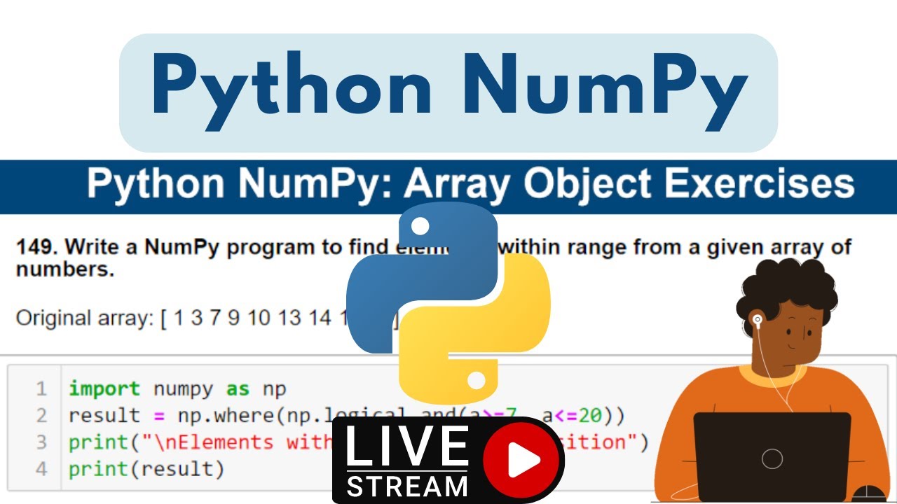 Python NumPy Exercises | NumPy: Array Object I Python For Beginners #education #python #livecoding