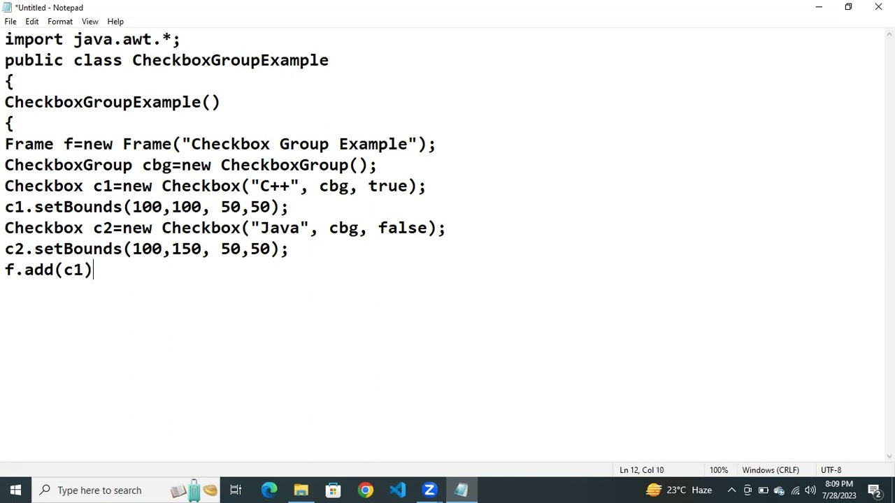 Java AWT CheckboxGroup control with Example
