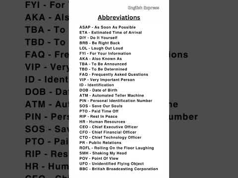 Abbreviations #learnenglish #english #abbreviation #abbrevations #vocabulary #englishexpress