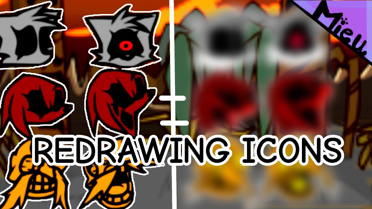 REDRAWING SONIC.EXE V2 ICONS(soul tails, soul knuckles..) fnf icon ibispaintx