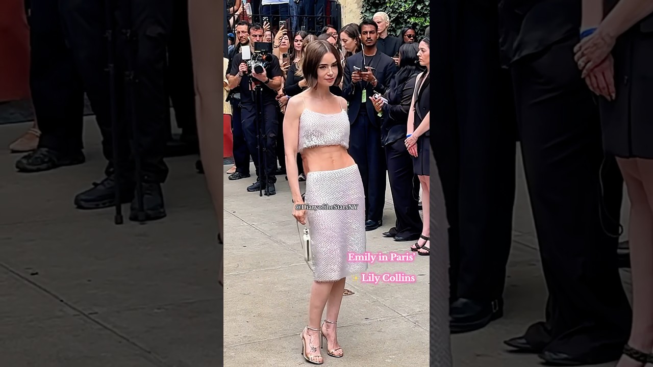 Lily Collins rocking abs of steel at the Calvin Klein show today 🔥✨ #LilyCollins #CalvinKlein #NYFW