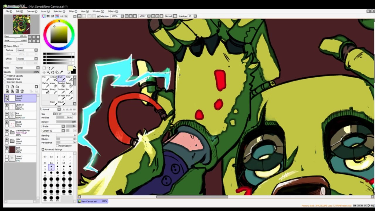 Springtrap speedpaint *FNAF* { Paint Tool Sai }