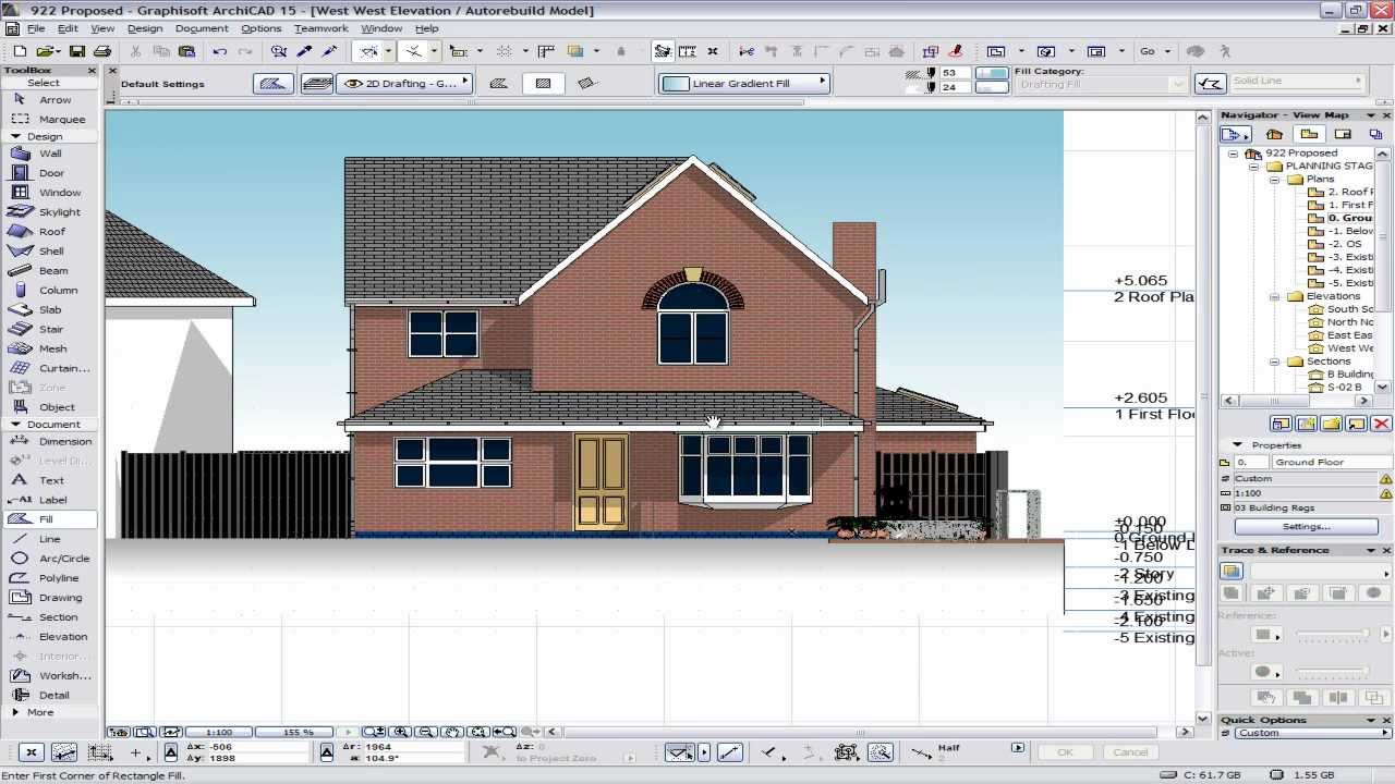 ArchiCAD Tutorials - elevations hatch