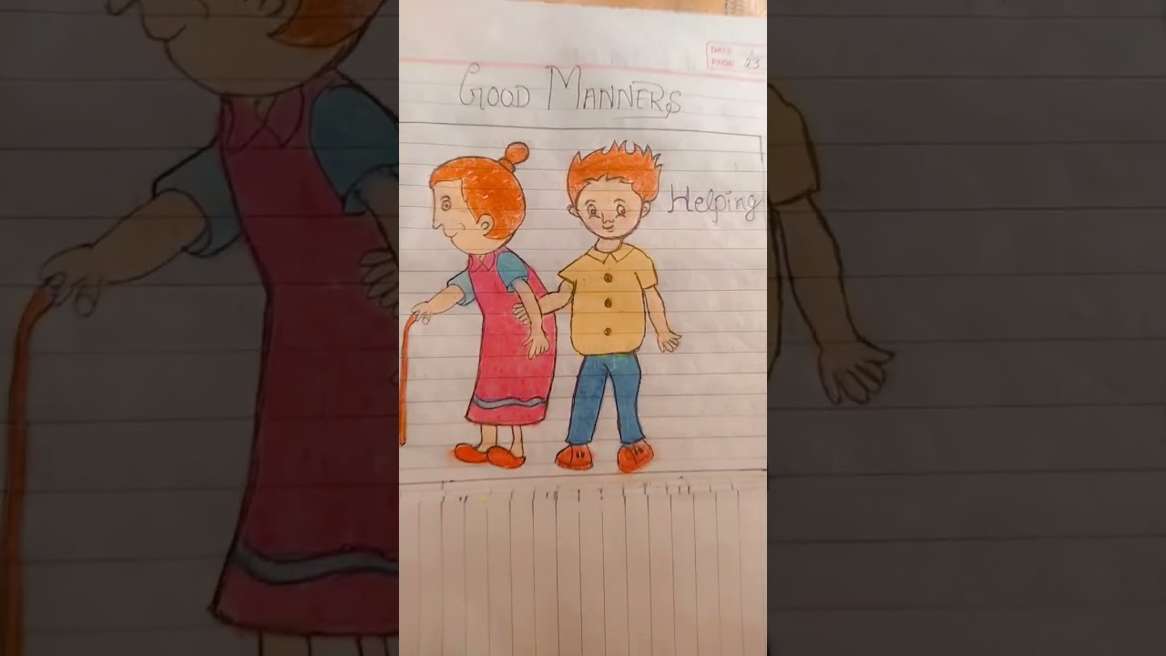 Easy drawing Helping (Good manners) #drawing #colourful #easy
