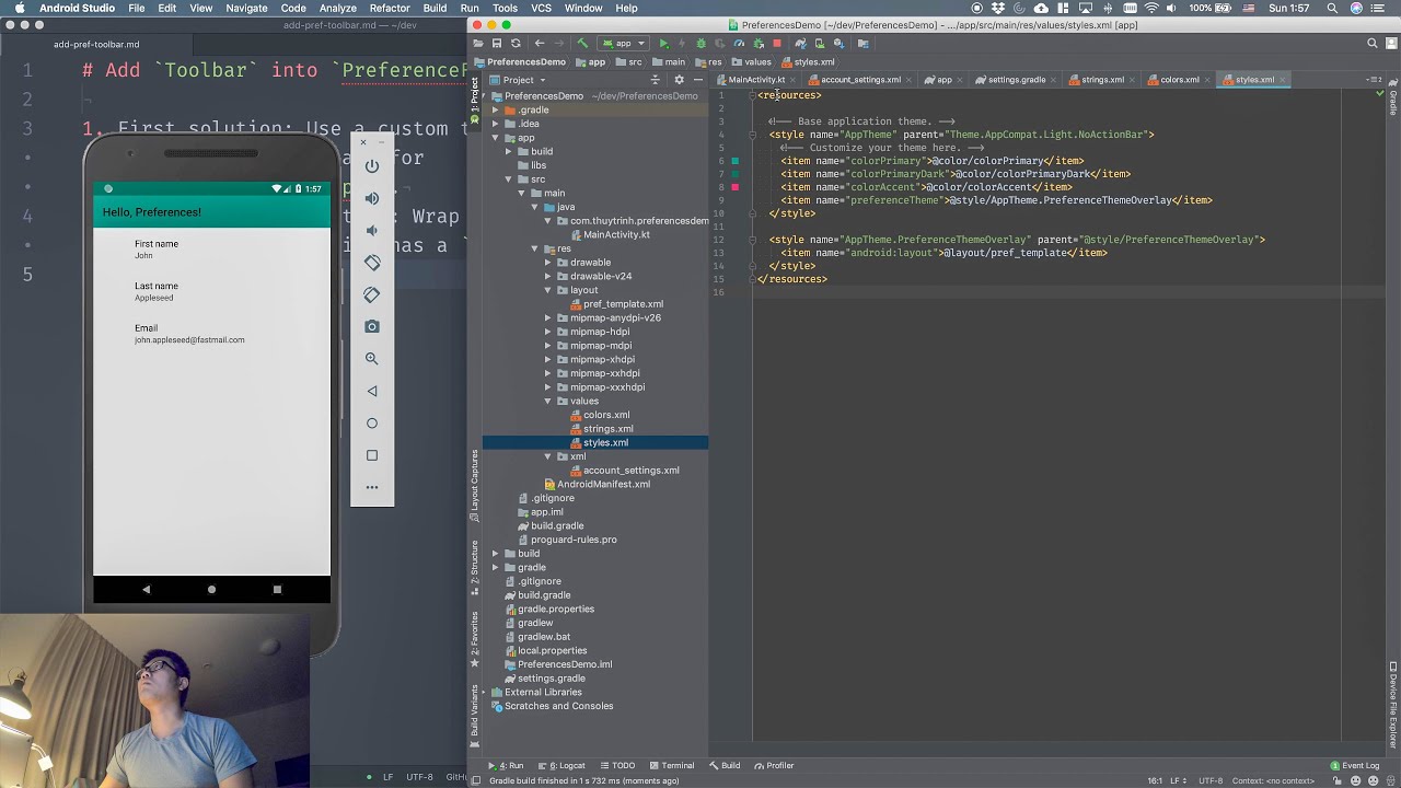 Live coding: 2 ways to add a Toolbar into PreferenceFragmentCompat