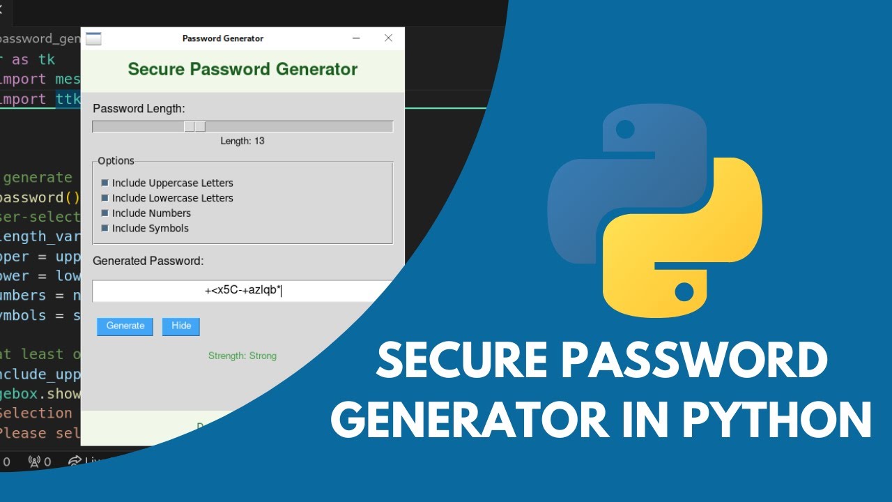 Build a Secure Password Generator in Python with Tkinter | Step-by-Step Guide!