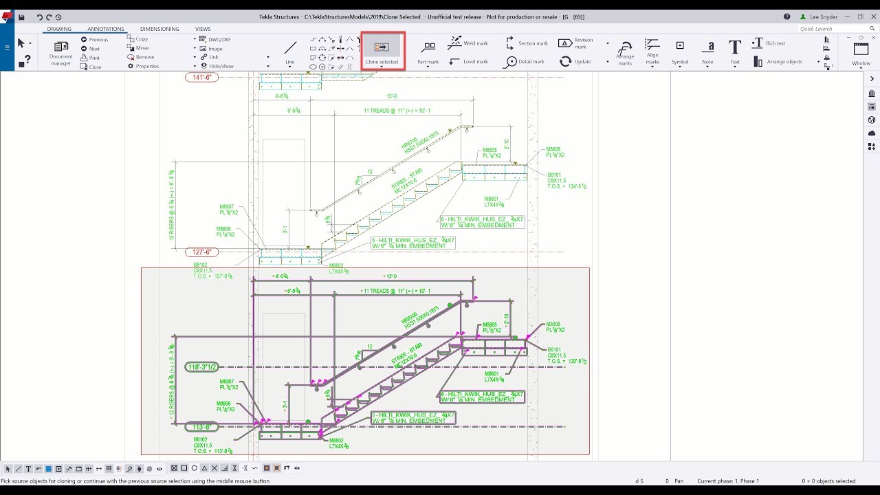 Clone Selected in Tekla Structures 2019