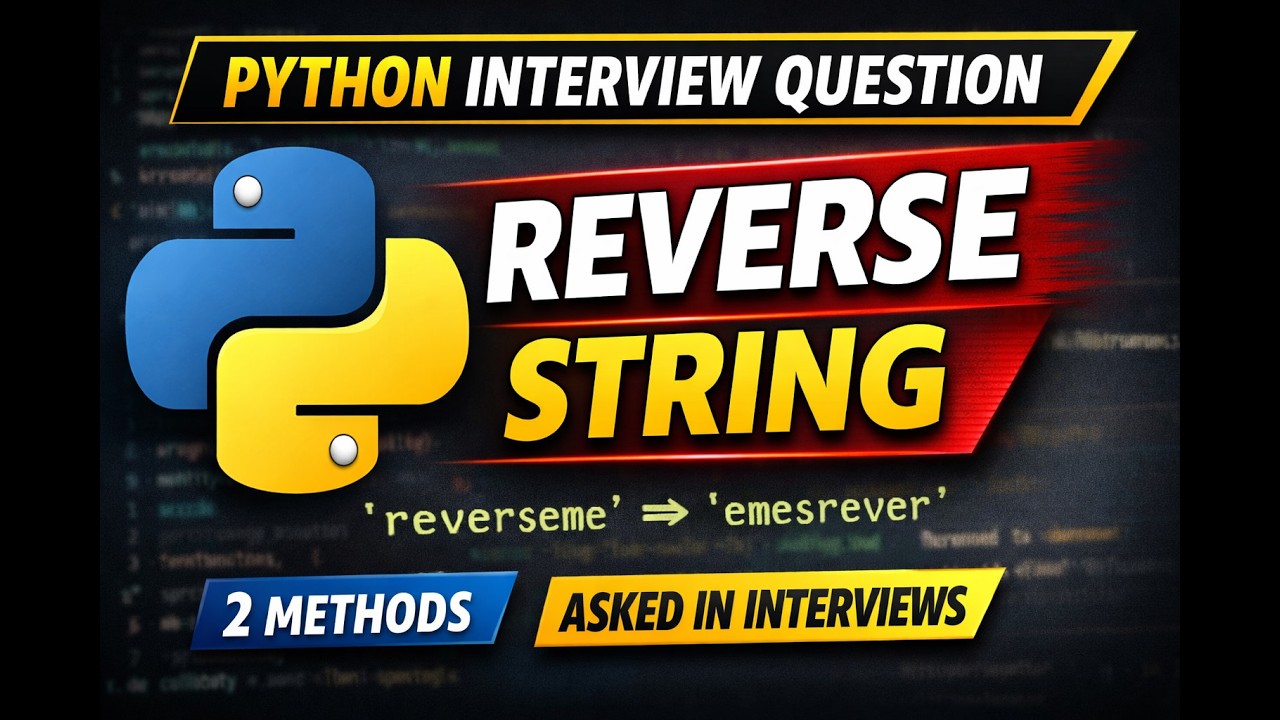 Python Interview Question | Reverse a String (With & Without Built-in Function)