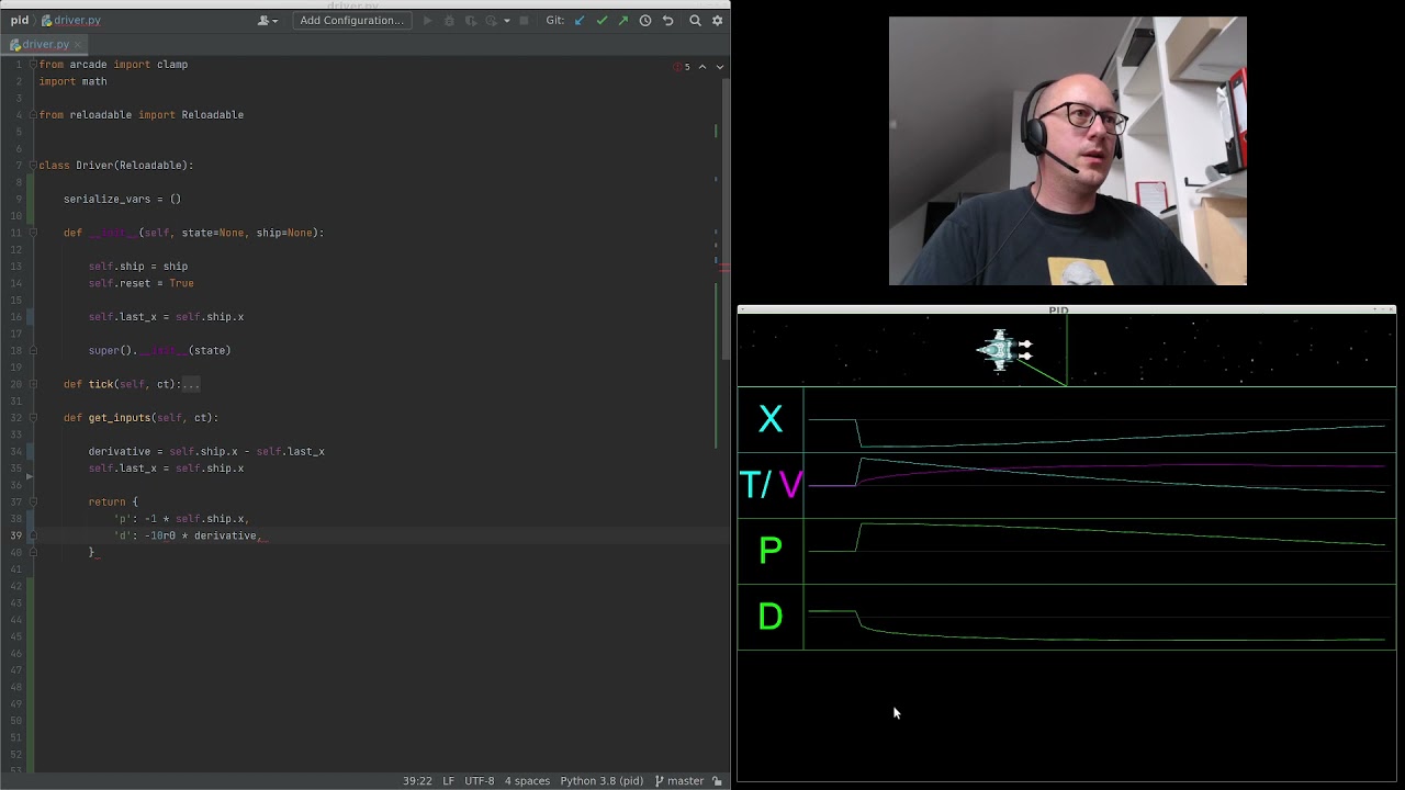 Controlling a spaceship with your code: a simple PID controller from the ground up in python